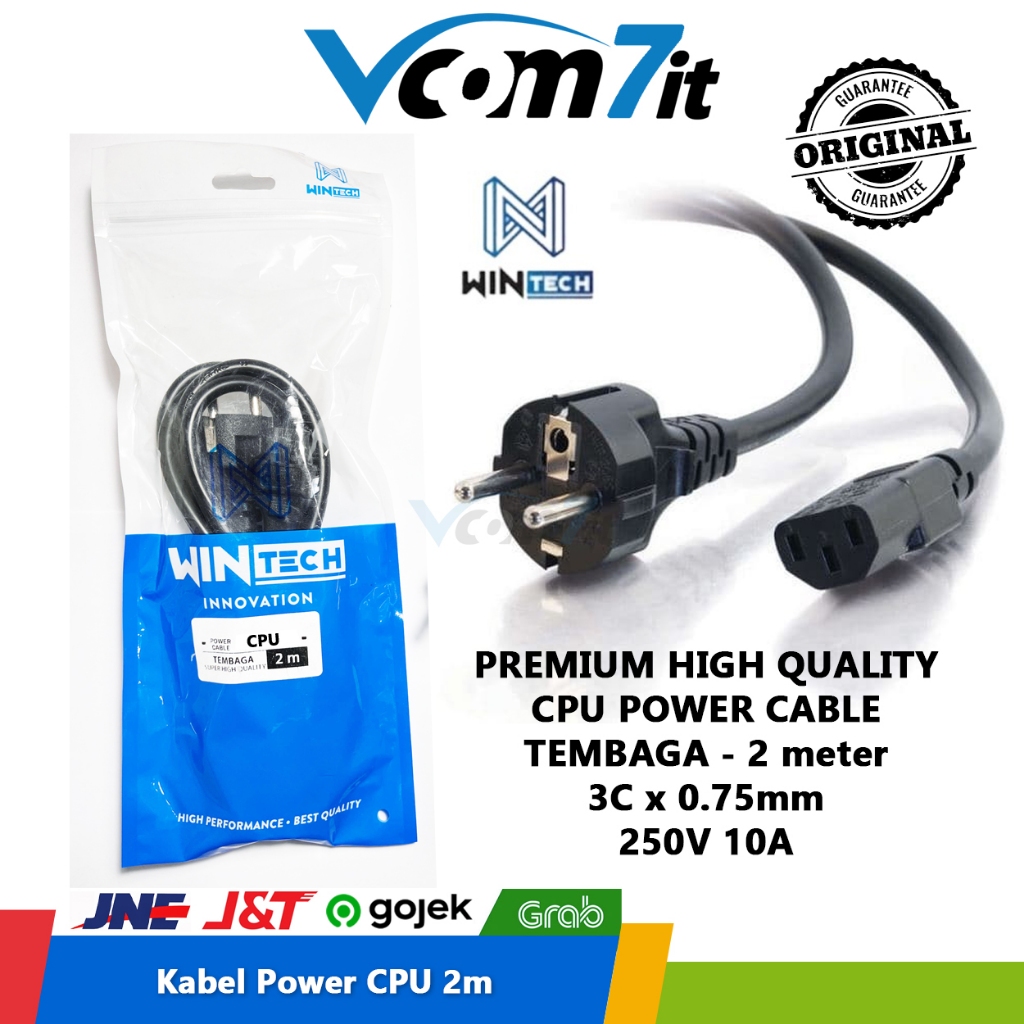 Jual Kabel Power CPU PC Computer Power Cord Wintech 2m Tembaga Premium ...