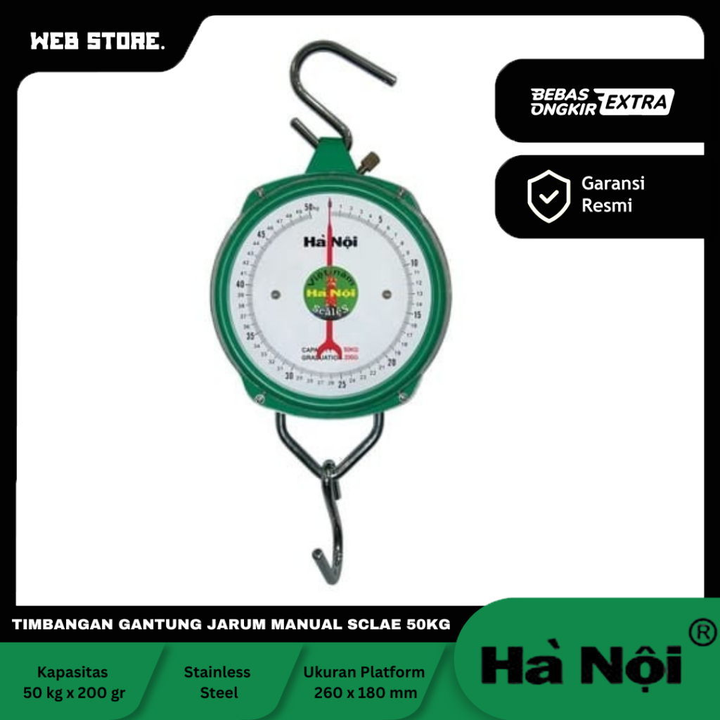 Jual Timbangan Gantung Jarum Hanoi Manual Scale Crane 50kg 50 Kg Daging ...
