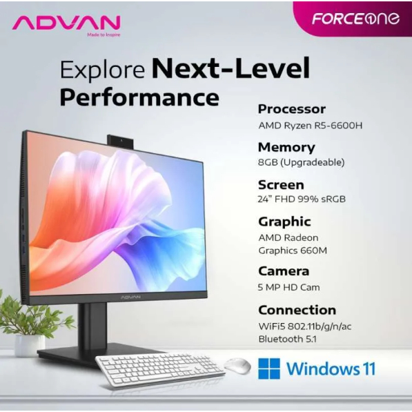 Jual ADVAN AIO FORCE ONE A24A R56S1 RYZEN 5 6600U 8GB 512GB RADEON 660M ...
