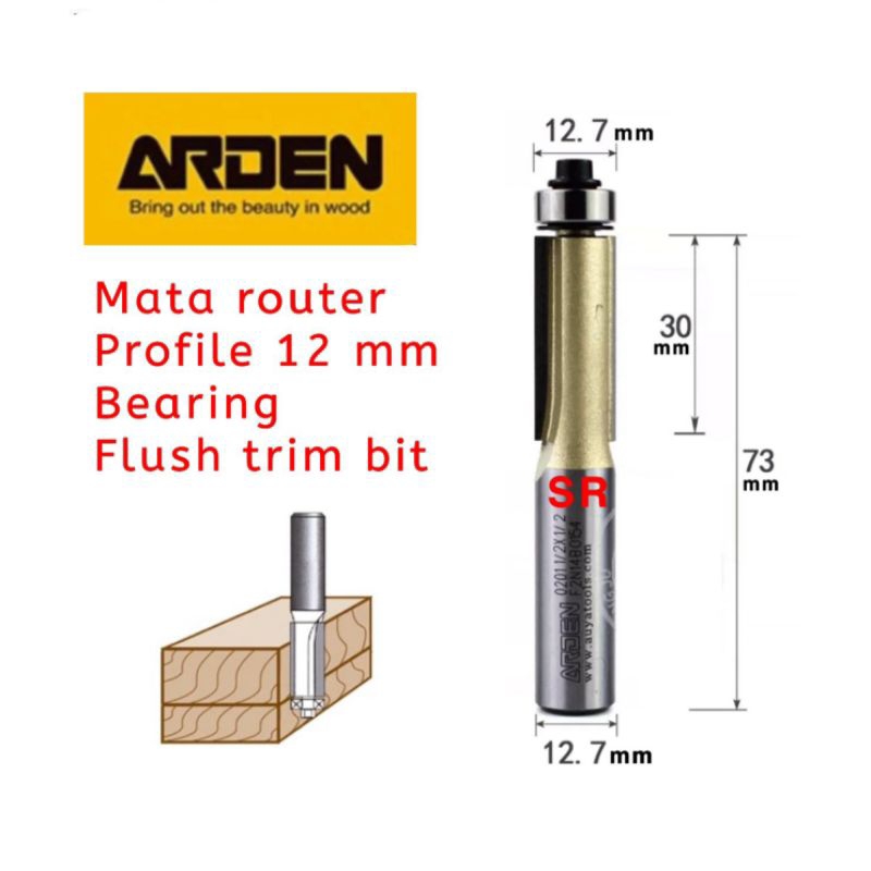 Jual Mata Router Roda 12mm × 30mm As 1/2 Straight Bits With Bearing ...