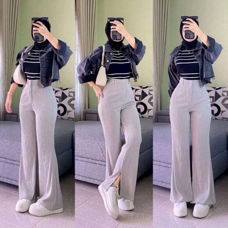 Jual CUTBRAY KNIT PANTS Celana highwaist premium wanita | Shopee Indonesia