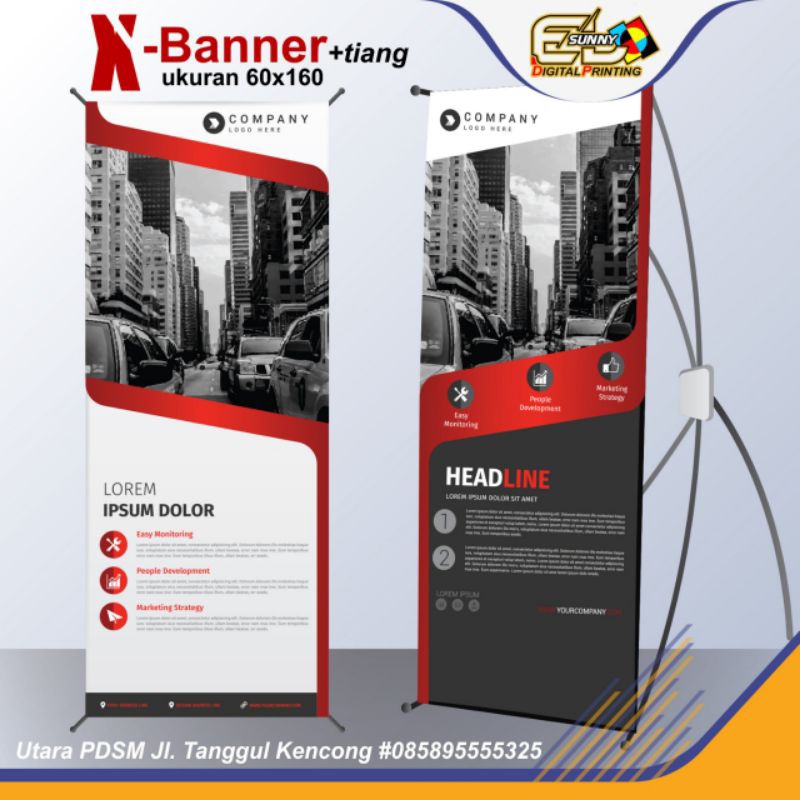 Jual CETAK BANNER OUT DOOR + TIANG - BANNER TINGGI UKURAN 160cm X 60cm ...
