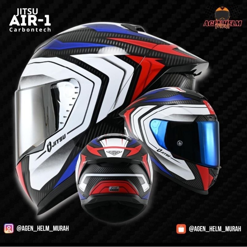 Jual Helm FULL FACE Cowok Keren Jitsu AIR-1 SNI Motif ELEMENT, CARBON ...