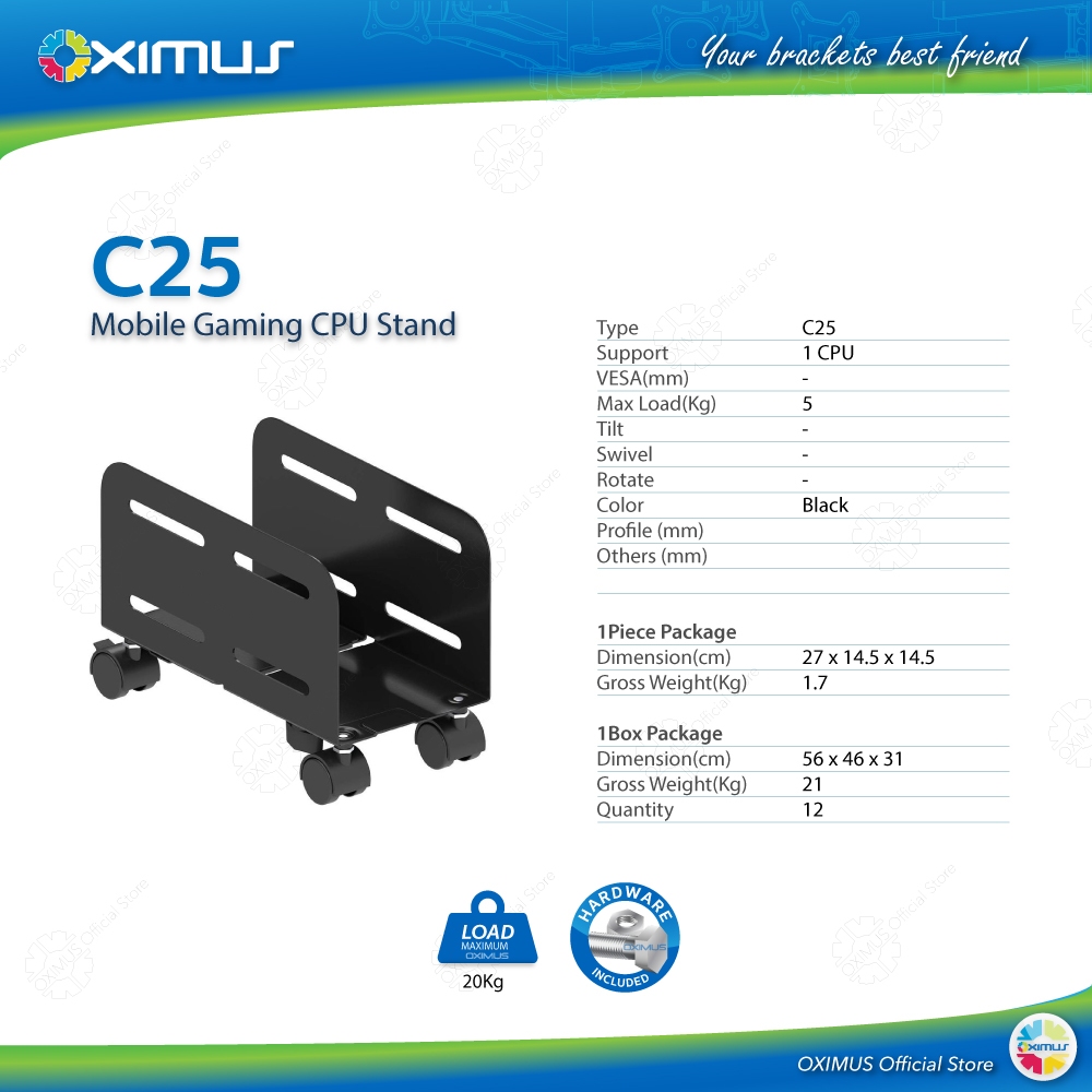 Jual OXIMUS C25 Rak CPU Roda Serbaguna dengan Adjustable Width – Tempat ...