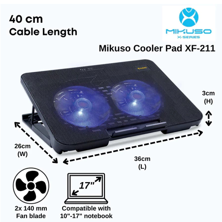 Jual cooler pad MIKUSO XF-211 2 fan notebook cooling pad | Shopee Indonesia