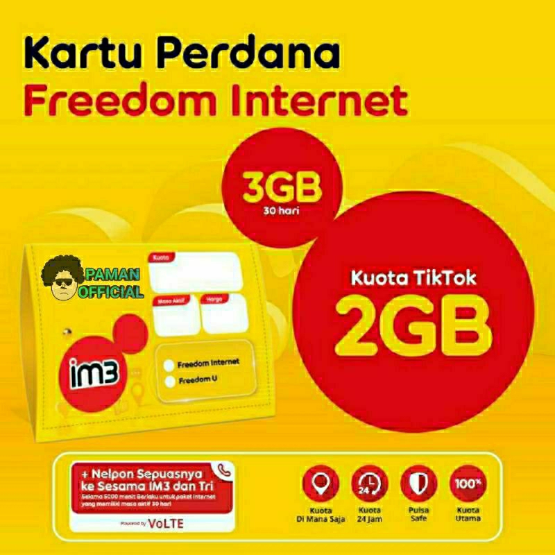 Jual Kartu Perdana Indosat Freedom Internet 3GB/30 hari Nasional ...