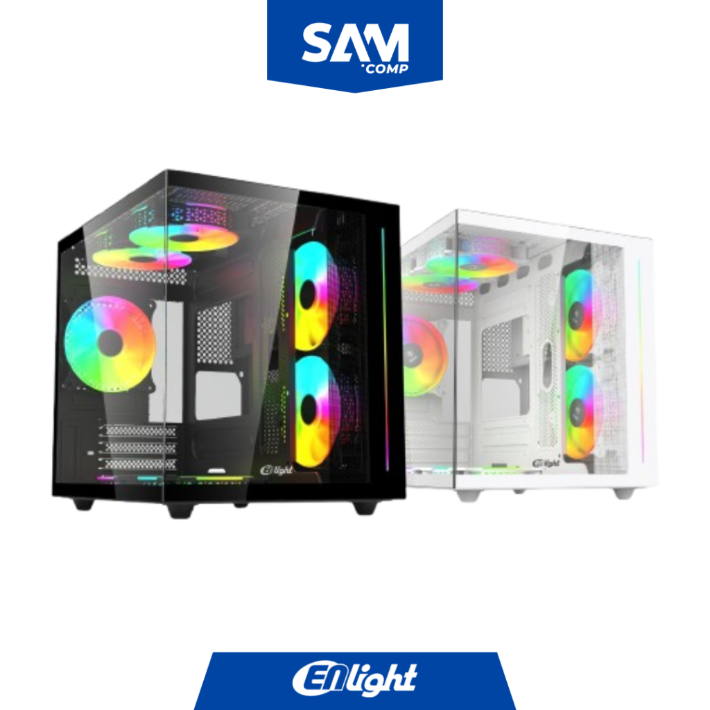 Jual Casing ENLIGHT Z8 WHITE - Micro ATX - INCLUDE 3 FAN | Shopee Indonesia