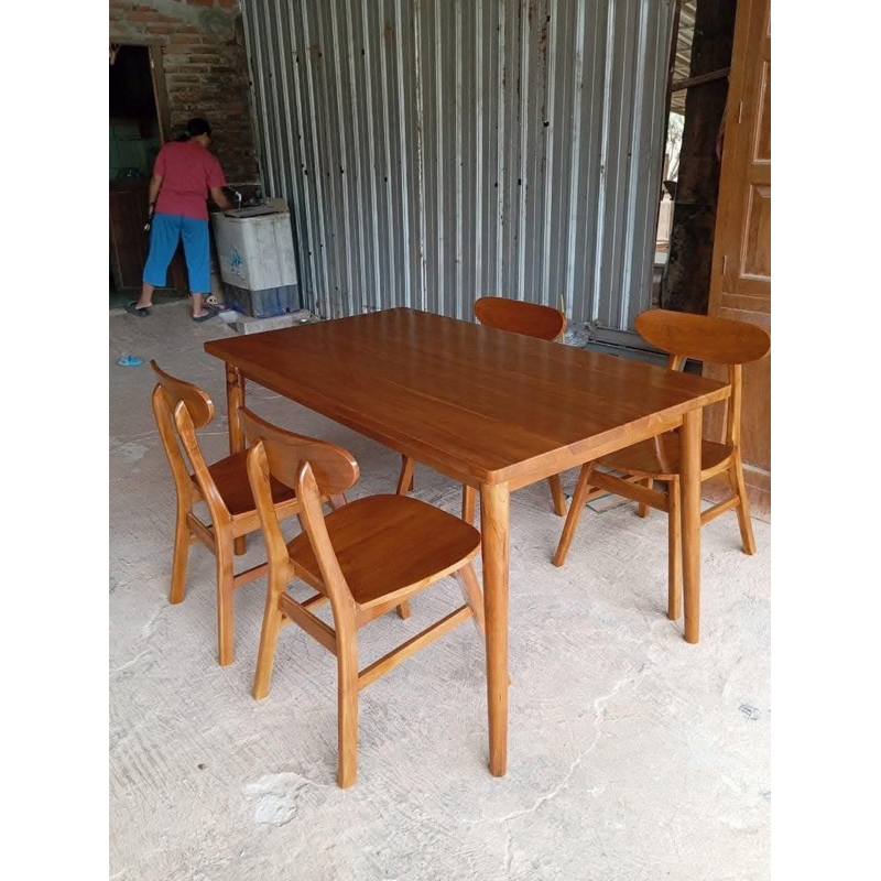 Jual Ukuran 150 - Set Meja Makan Ropan Minimalis / Set Kursi Cafe Jati ...
