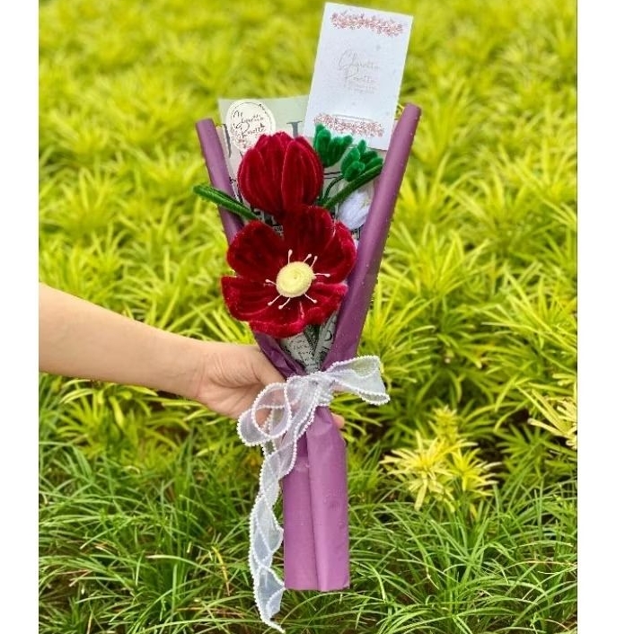 Jual Bunga Kawat Bulu / Bunga Tulip / bunga mawar / bunga lily ...