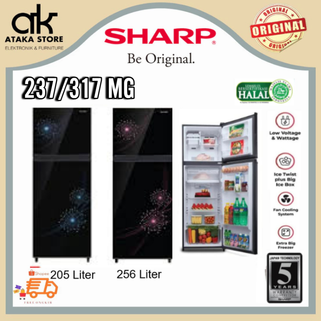 Jual KULKAS SHARP 2 PINTU SJ 237MG 205LITER / SJ 317MG 256LITER Lemari ...