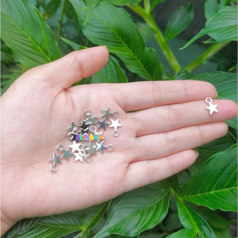 Jual (LOGAM)10PCS BANDUL BINTANG SILVER MINI | Shopee Indonesia