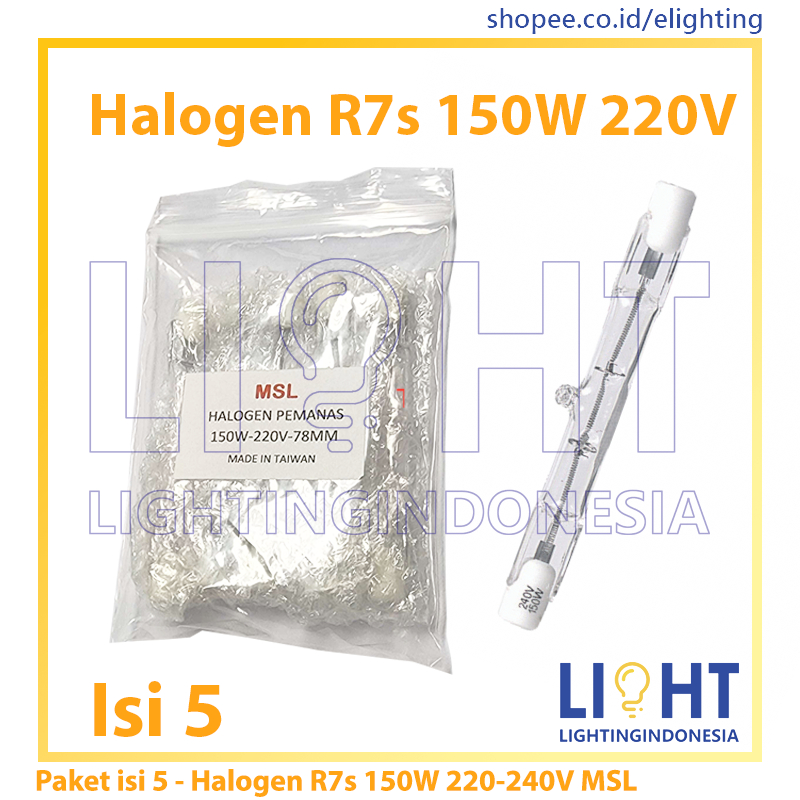 Jual Lampu Halogen R7s 150W 220V - 240V Stick Linear 78mm (isi 5pcs per ...