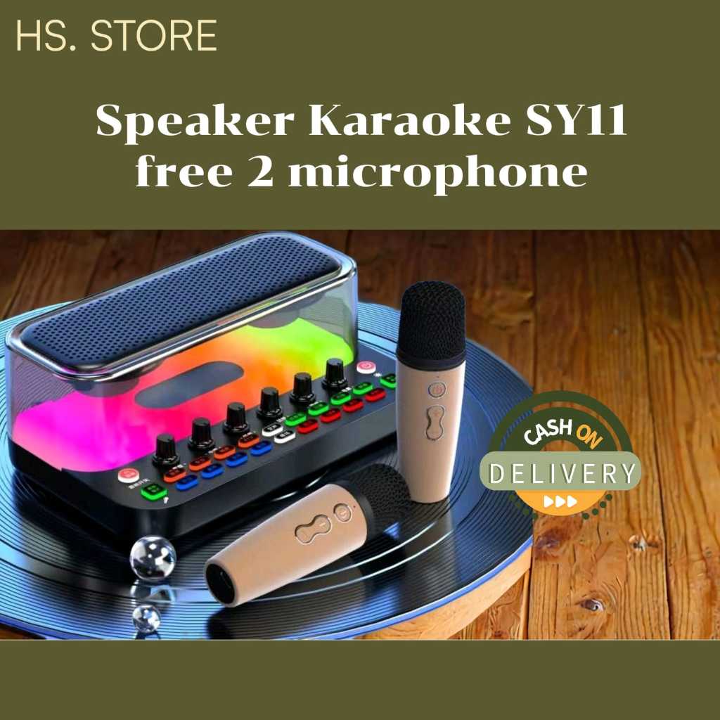 Jual Speaker Karaoke Portable Bluetooth FREE 2 Microphone Wireless RGB ...