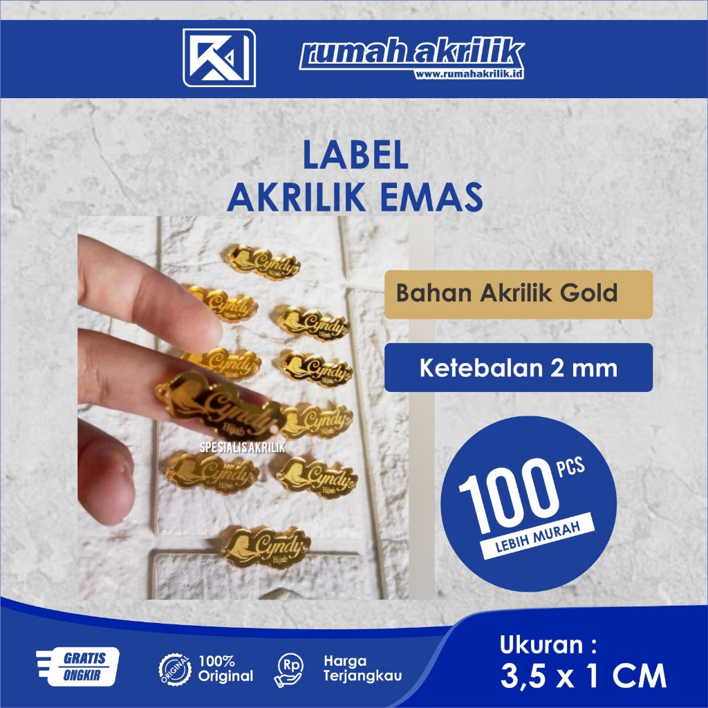 Jual (RUMAH AKRILIK) LABEL AKRILIK CUSTOM BRANDING HIJAB KAOS SOUVENIR ...