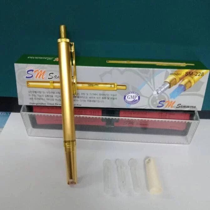 Jual Paket Lancing / Pena Bekam Gold Sammora SM228 + Blood Lancet / Jarum Bekam Magic Star ...