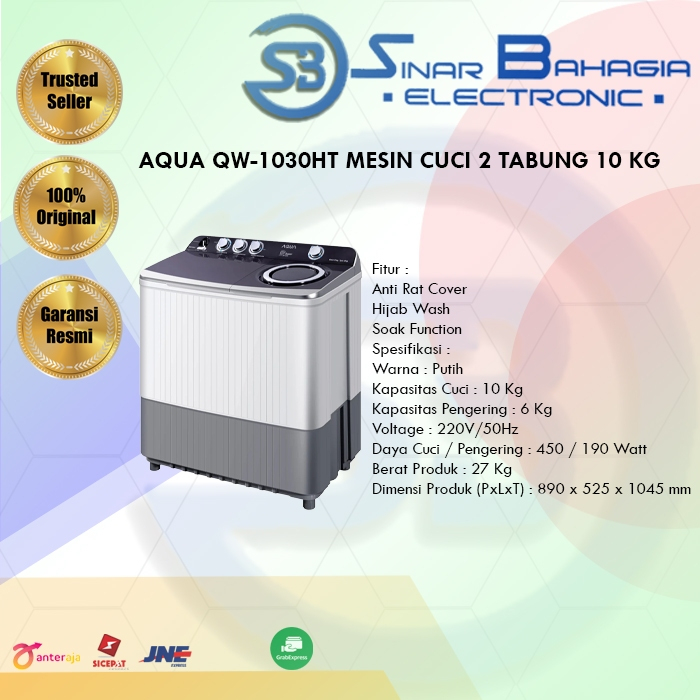 Jual AQUA QW-1030HT MESIN CUCI 2 TABUNG 10 KG (NEW) | Shopee Indonesia