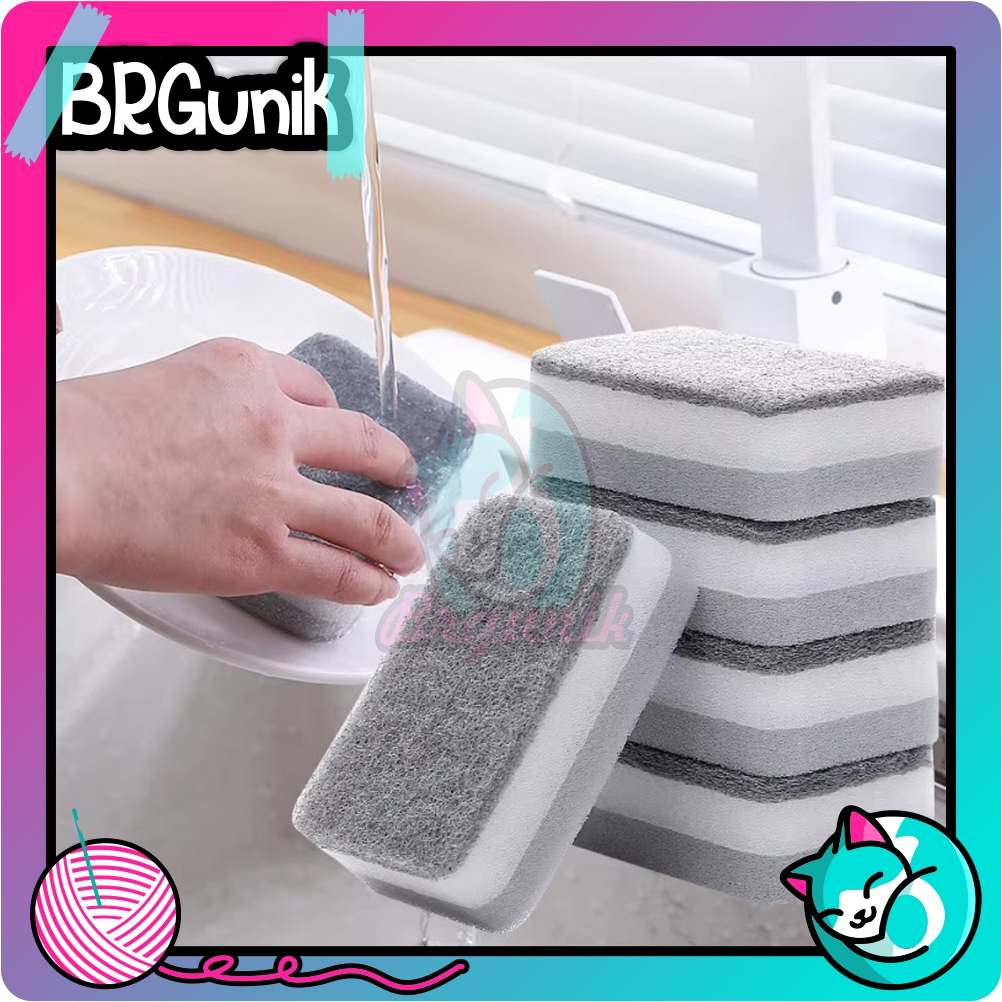 Jual BRGUNIK Spons Abu 2 Sisi Pencuci Piring Serbaguna Double Side Wipe ...