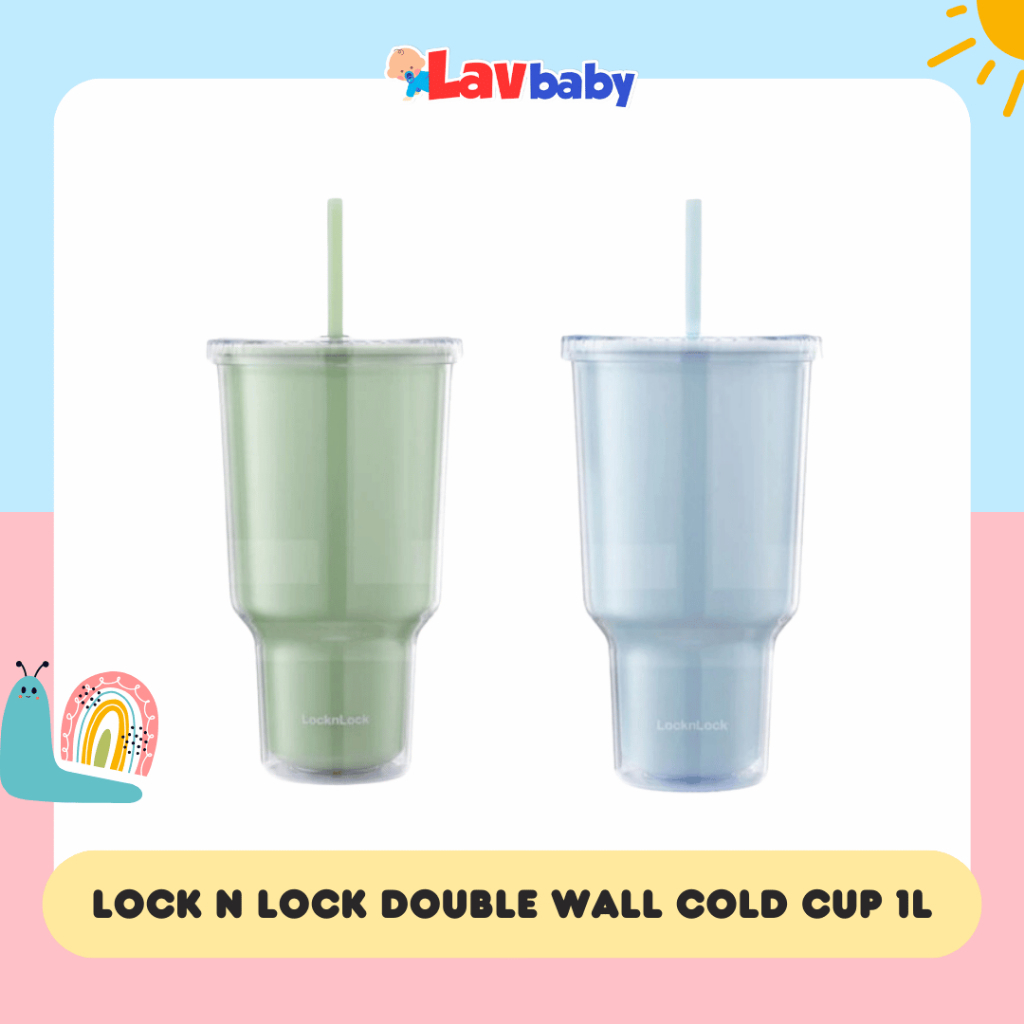 Jual Lock n Lock Double Wall Cold Cup with Straw Botol Minum 1L ...