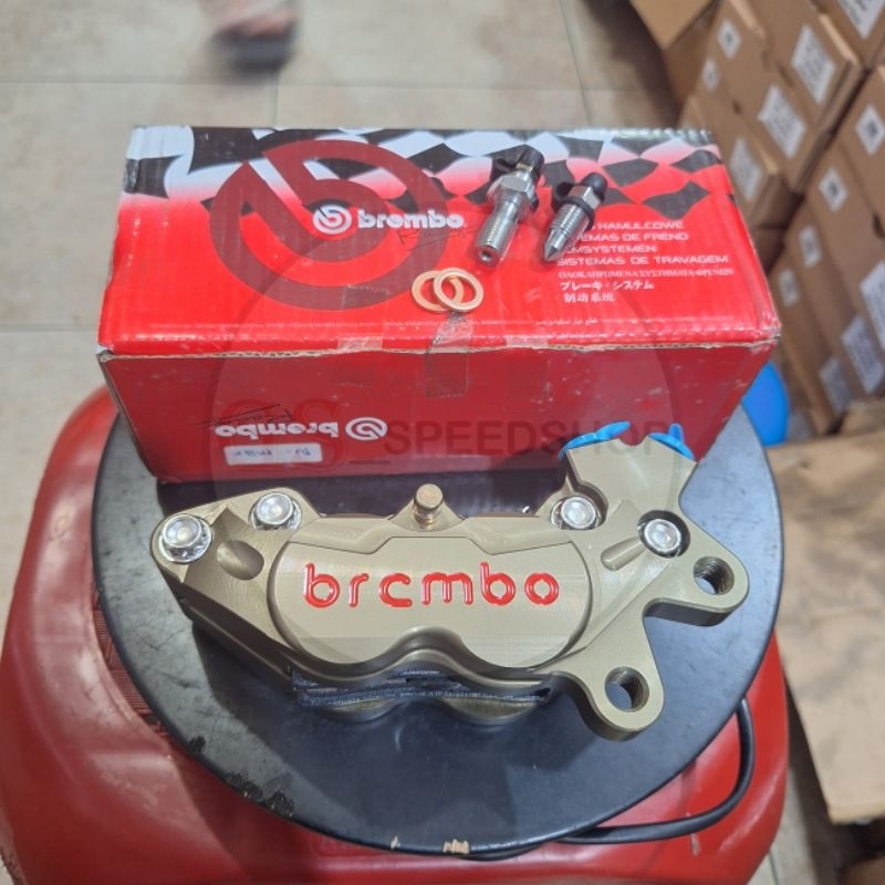 Jual Kaliper Caliper Pala Babi Depan Brembo Thailand 4P 4 P Universal Gold Red Logo + Kampas Rem ...