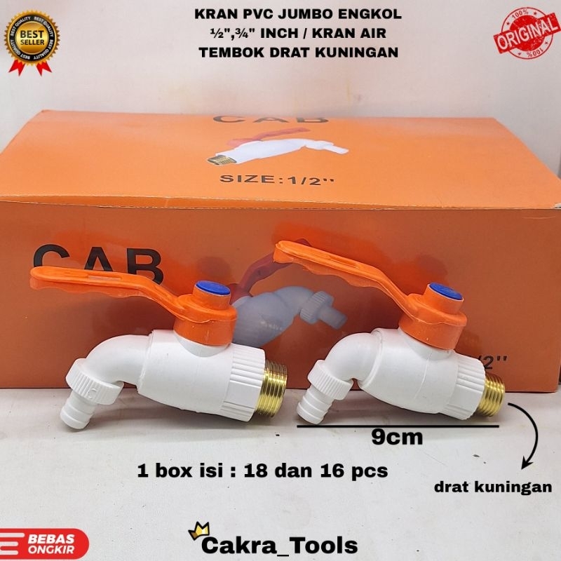 Jual KRAN PVC JUMBO ENGKOL ½ ¾ INCH KRAN AIR TEMBOK DRAT KUNINGAN ...