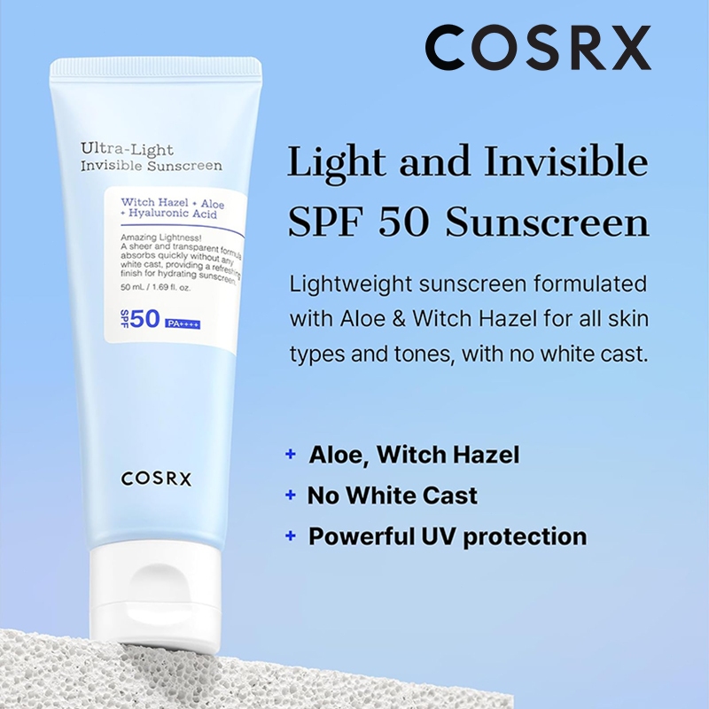 Jual COSRX Sunscreen 50ml / COSRX Ultra Light Invisible Sunscreen SPF50 PA++++ | Shopee Indonesia