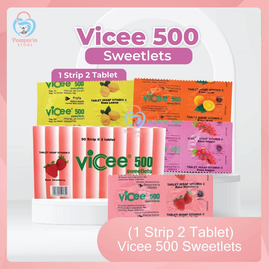 Jual (1 Strip 2 Tablet) Vicee 500 Sweetlets Tablet Hisap Vitamin C ...