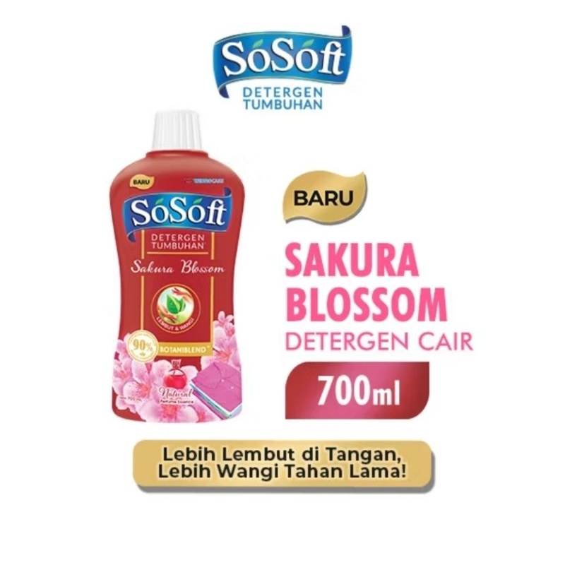 Jual So Soft Deterjen Cair Sakura Blossom Botol 700 ml | Shopee Indonesia