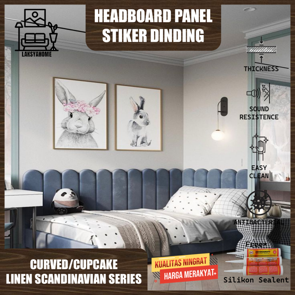 Jual Headboard Panel Dinding 20x80 Cupcake Linen Scandinavian Series ...