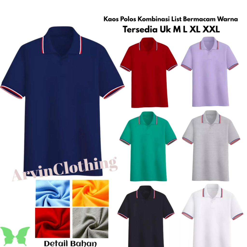 Jual Kaos Polo Polos Shirt Pria / Polo Shirt Unisex / kaos kerah List 3 ...