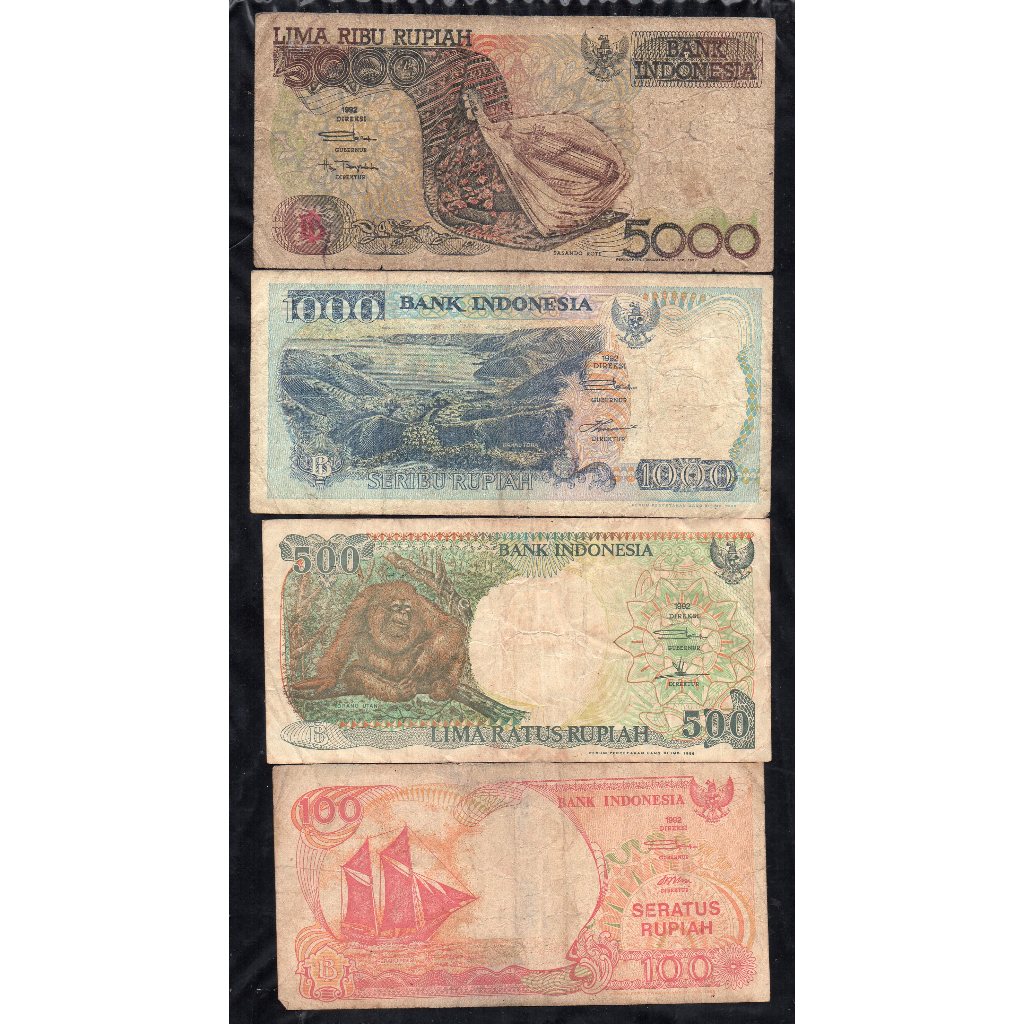 Jual Set 4 Lembar Koleksi indonesia Lama 100 500 1000 5000 Kertas ...