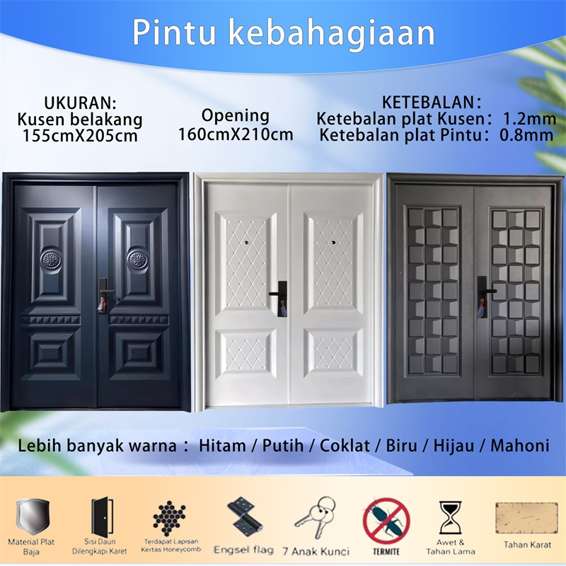 Jual （Kebahagiaan） Pintu Plat Baja Double Kupu Tarung Utama Pintu Kamar ...