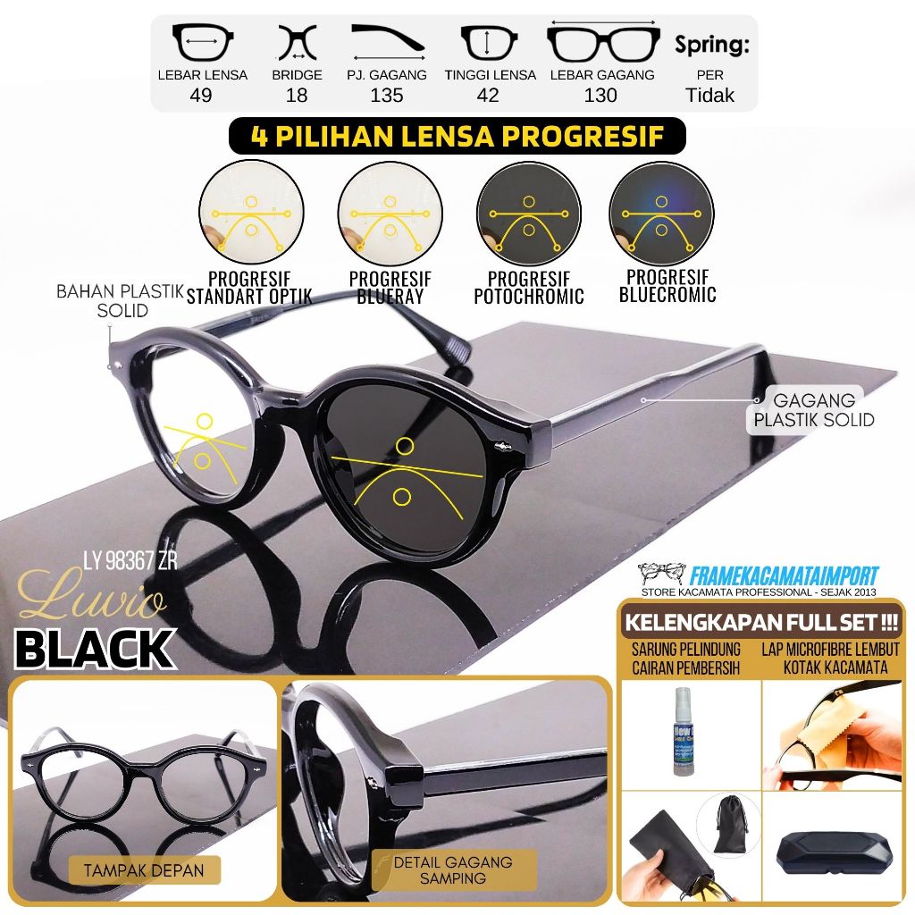 Jual Kacamata Progresif Photocromic Pria Bulat Plastik Ringan Kualitas ...