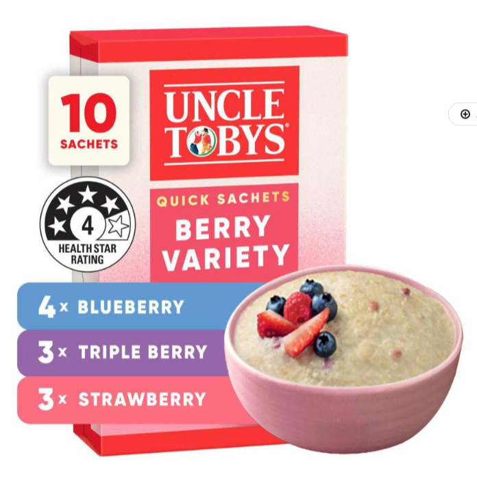 Jual Uncle Tobys Oats Quick Sachets Berry Variety | 350g | Shopee Indonesia