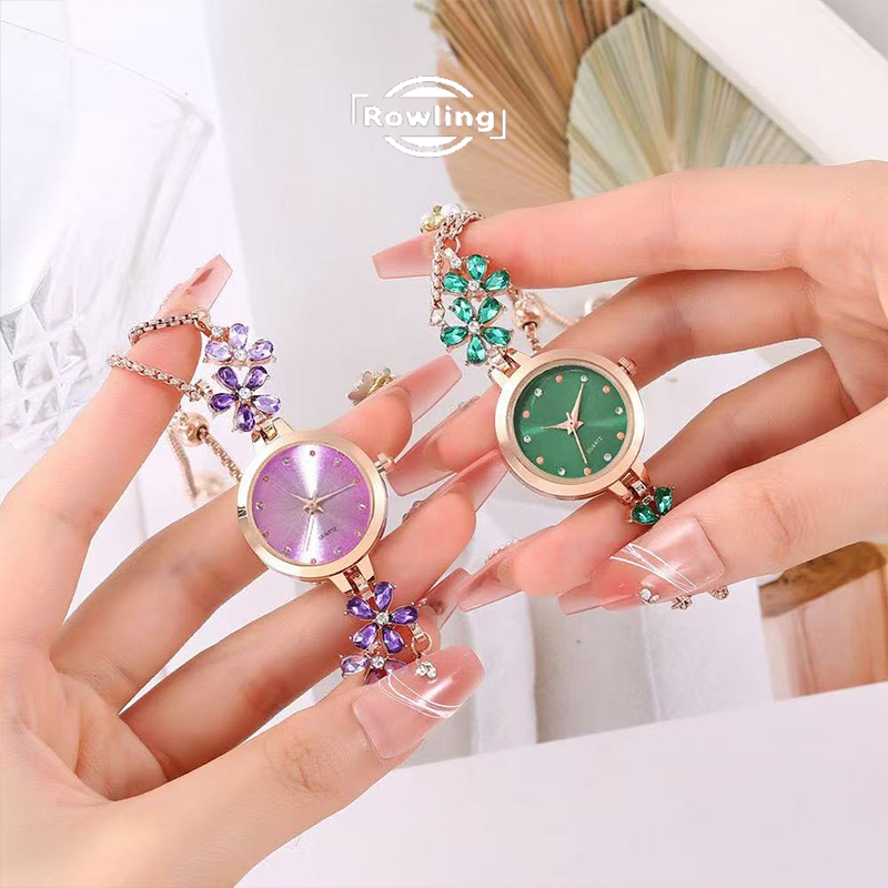 Jual Rowling (Jam-175) Jam Tangan Wanita Bulat Serut Stainless Quartz ...