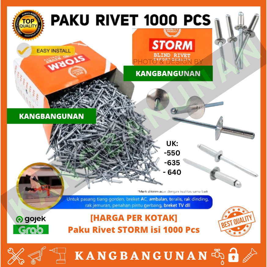 Jual [HARGA PER KOTAK] Paku Rivet Rivetti STORM 550 635 640 isi 400pcs ...