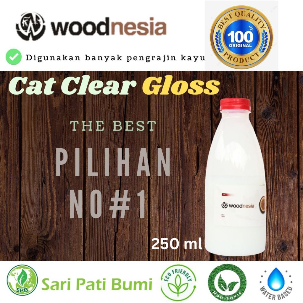 Jual Cat Pernis Varnish Clear gloss 250 Ml Woodnesia untuk semua jenis ...