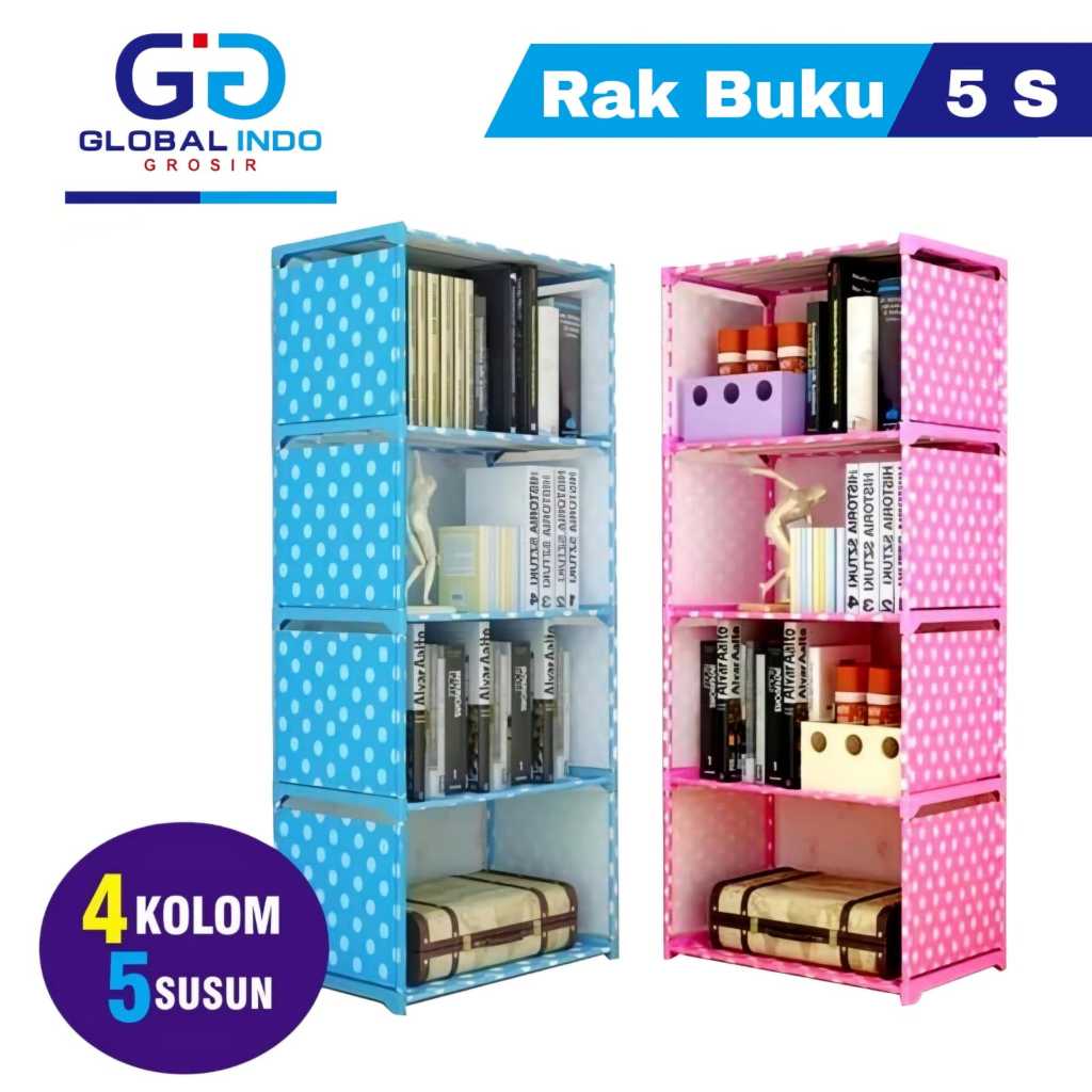Jual Rak Buku Portable Rak Penyimpanan 5 Tingkat Rak Multifungsi ...