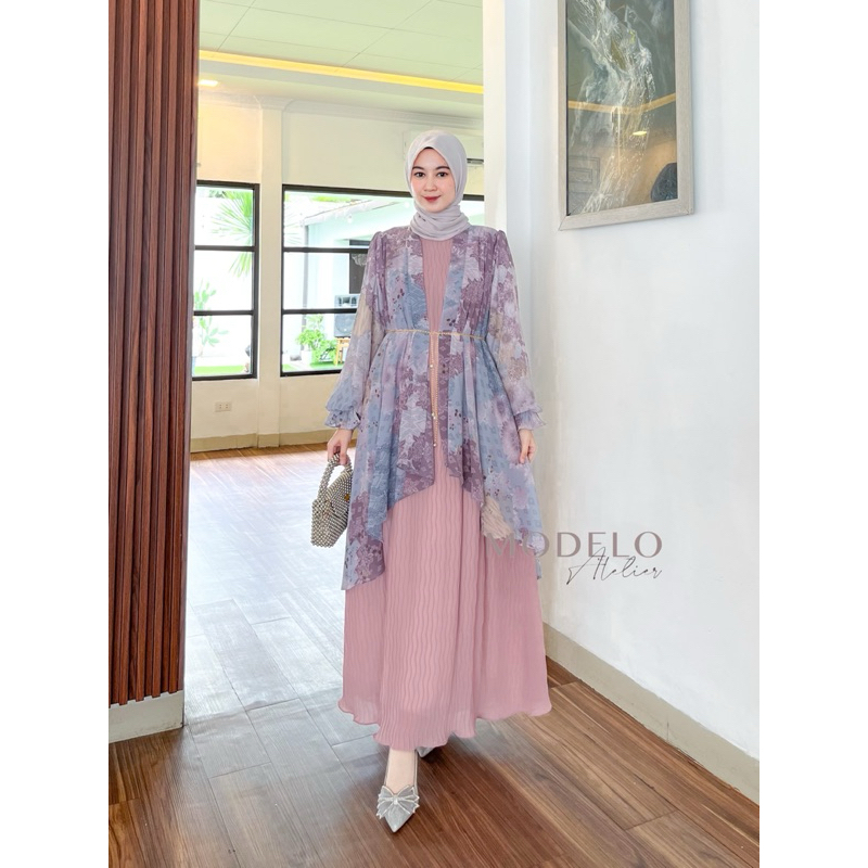 Jual Sundari Maxy Set Outer / Gamis Ceruty Mix Outer Abstrak 2in1 set ...