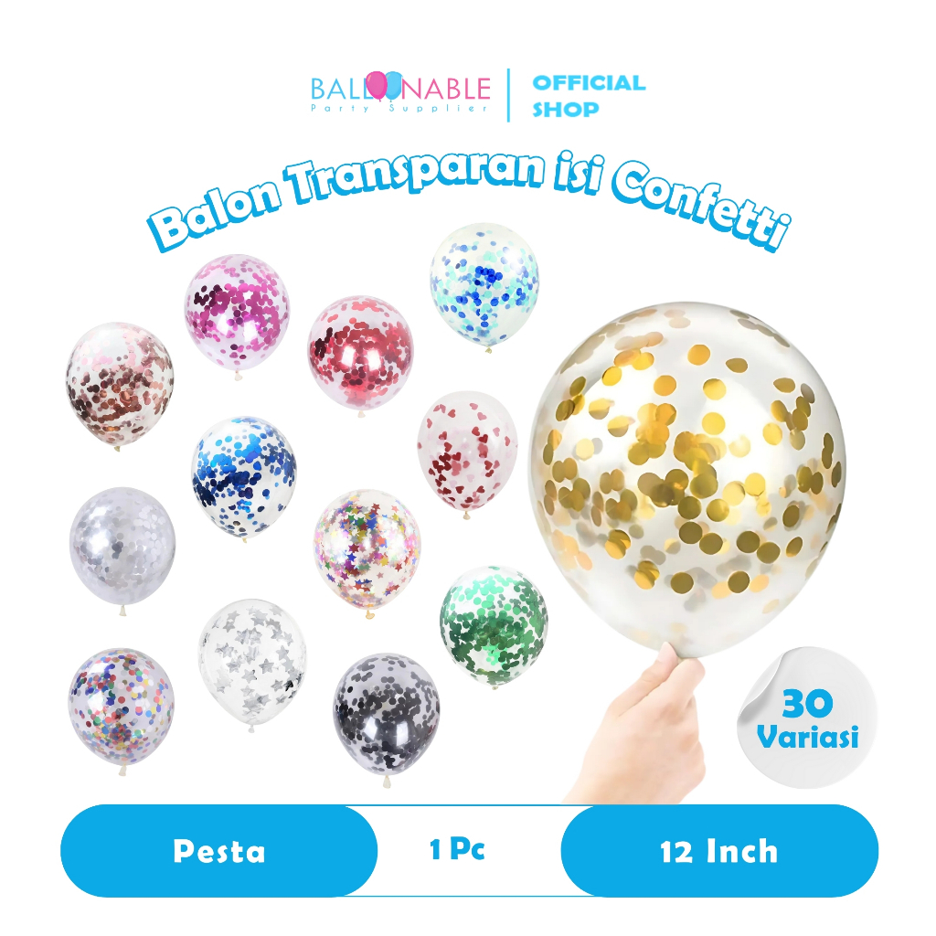 Jual [ Satuan ] Balon Transparan isi Confetti / Latex isi Confetti ...