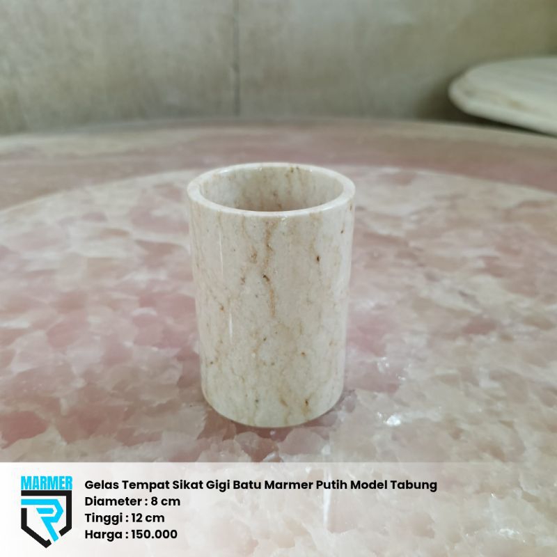 Jual Gelas Tempat Sikat Gigi Batu Marmer Putih Model Tabung | Shopee ...