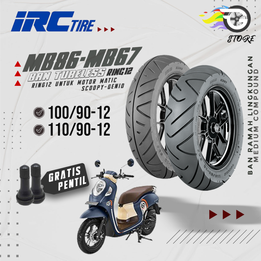 Jual Ban Motor SCOOPY NEW Ring 12 IRC MB86 MB67 100/90 110/90 Tubeles Depan Belakang Yamaha ...