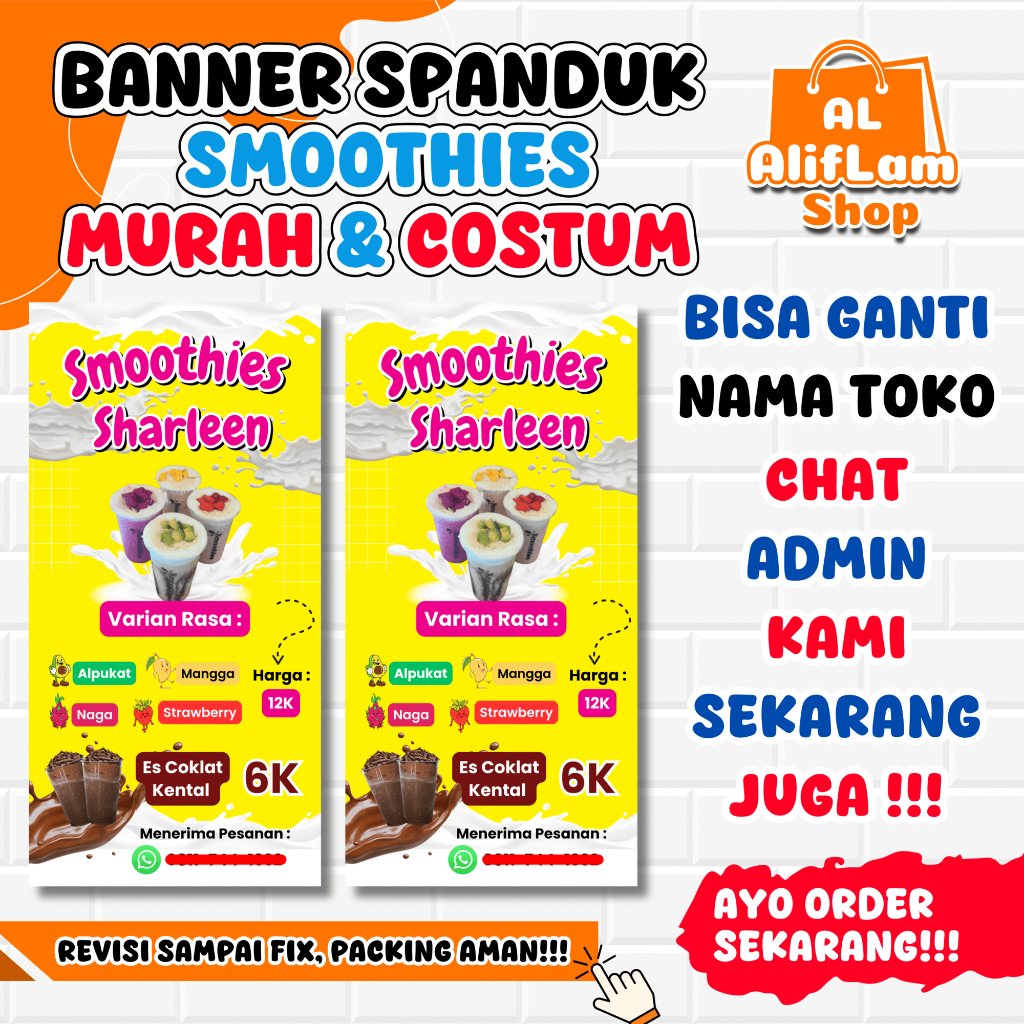 Jual CETAK BANNER SPANDUK SMOOTHIES | VERSI AS_73 | BISA REQUEST DESAIN | Shopee Indonesia