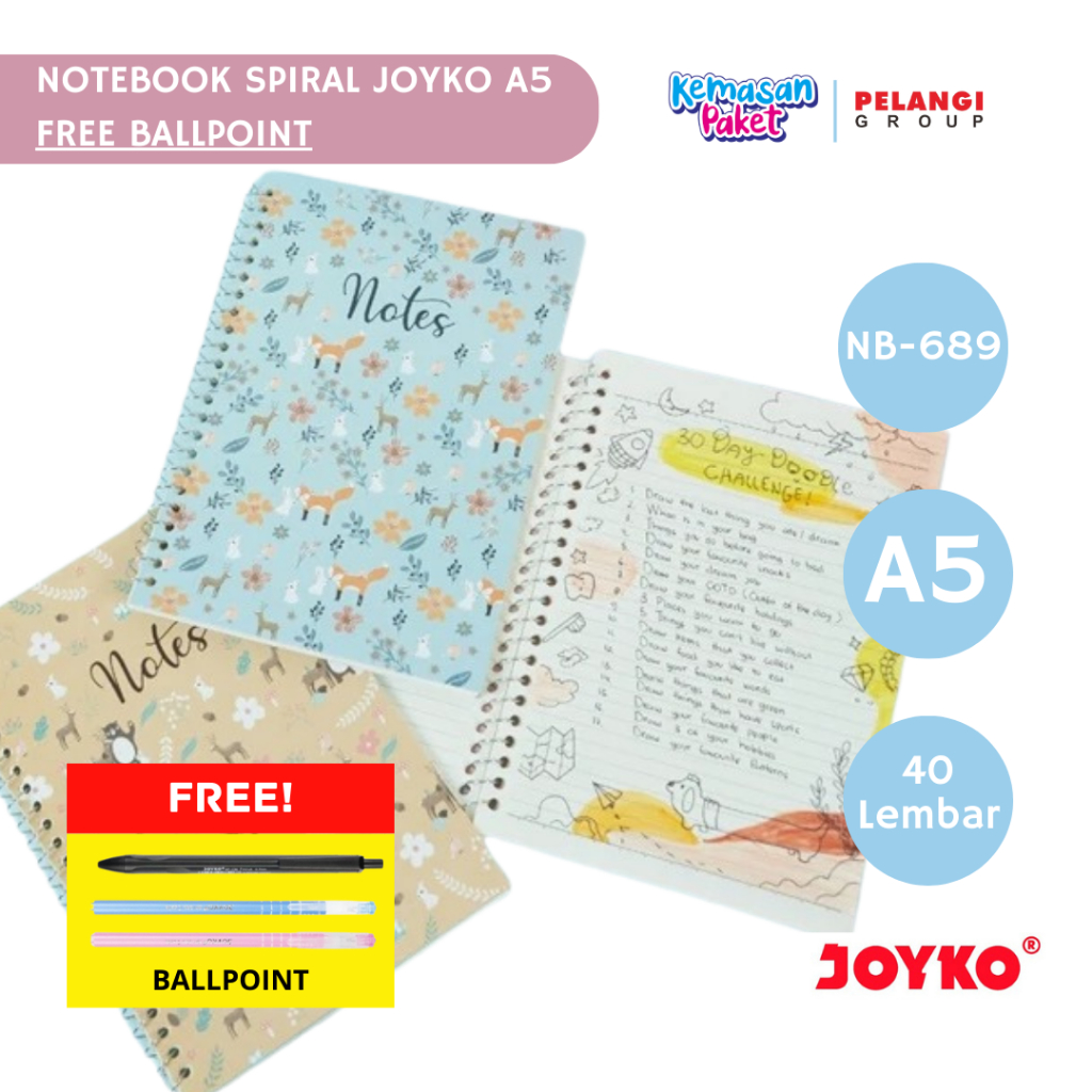 Jual BUKU NOTEBOOK SPIRAL A5 JOYKO BUKU GRATIS BALLPOINT JOYKO | Shopee ...