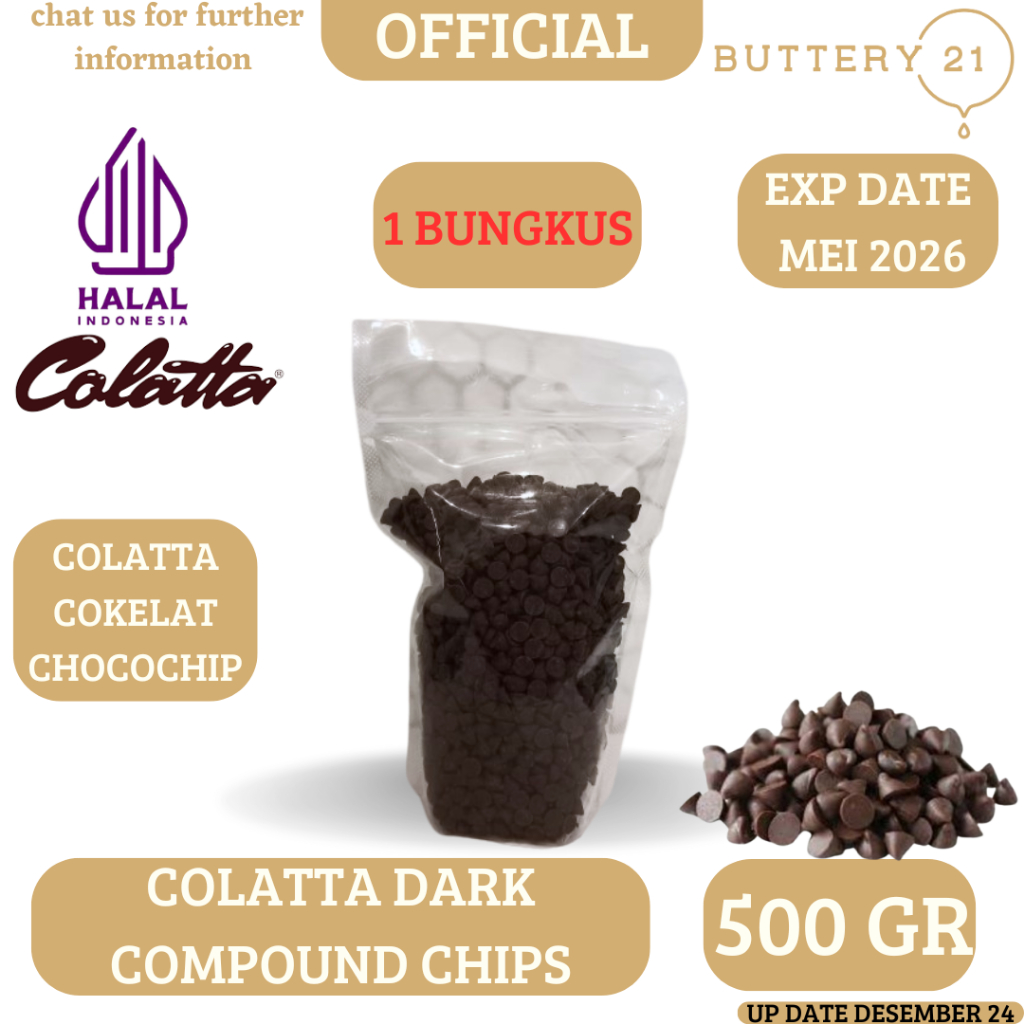 Jual COLATTA DARK COMPOUND CHIP 1 KG,500 GR,250 GR/COKELAT CHOCO CHIP ...