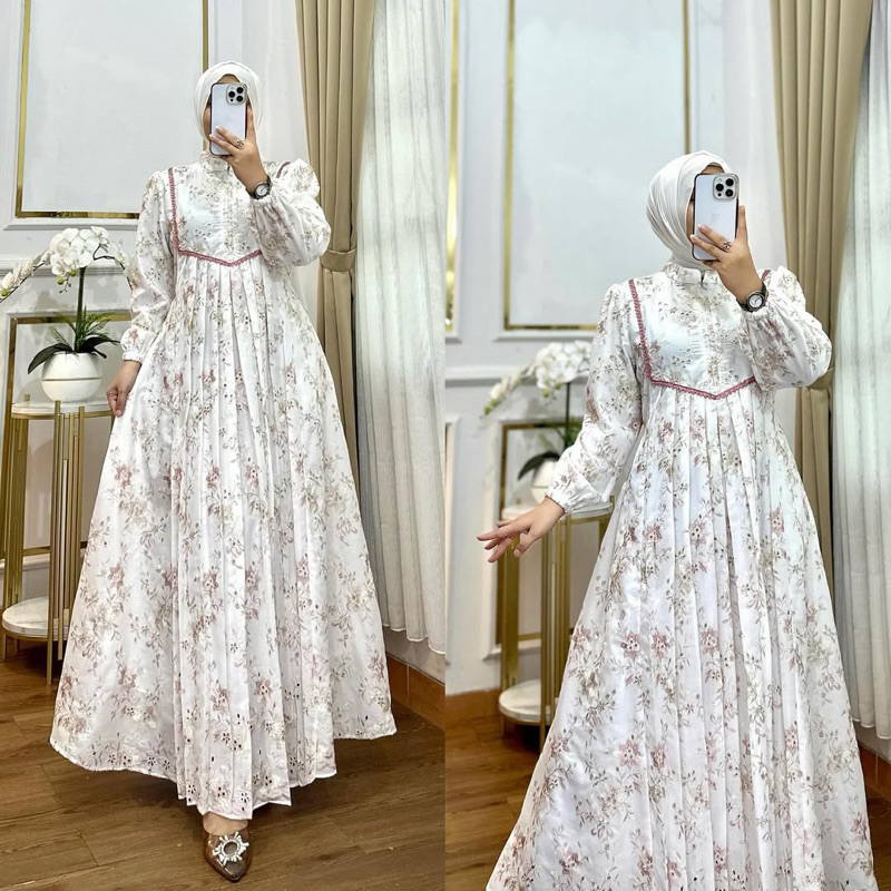 Jual Gamis Katun Bordir Bolong Premium Mewah Elegan Terbaru 2025 ...