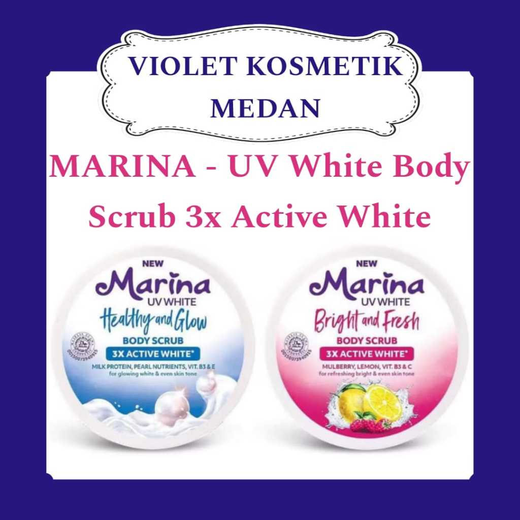 Jual Marina UV White Body Scrub Bright & Fresh Healthy Glow - Bright ...