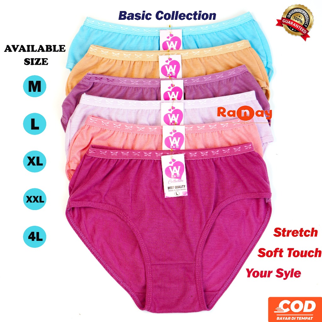 Jual 12 PCS CD CELANA DALAM WANITA KATUN MURAH ADEM LEMBUT NYAMAN UKURAN M L XL XXL 3L 4L JUMBO ...