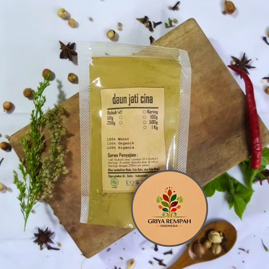 Jual DAUN JATI CINA BUBUK 50 GRAM Premium Ramuan Rempah Herbal Kering ...