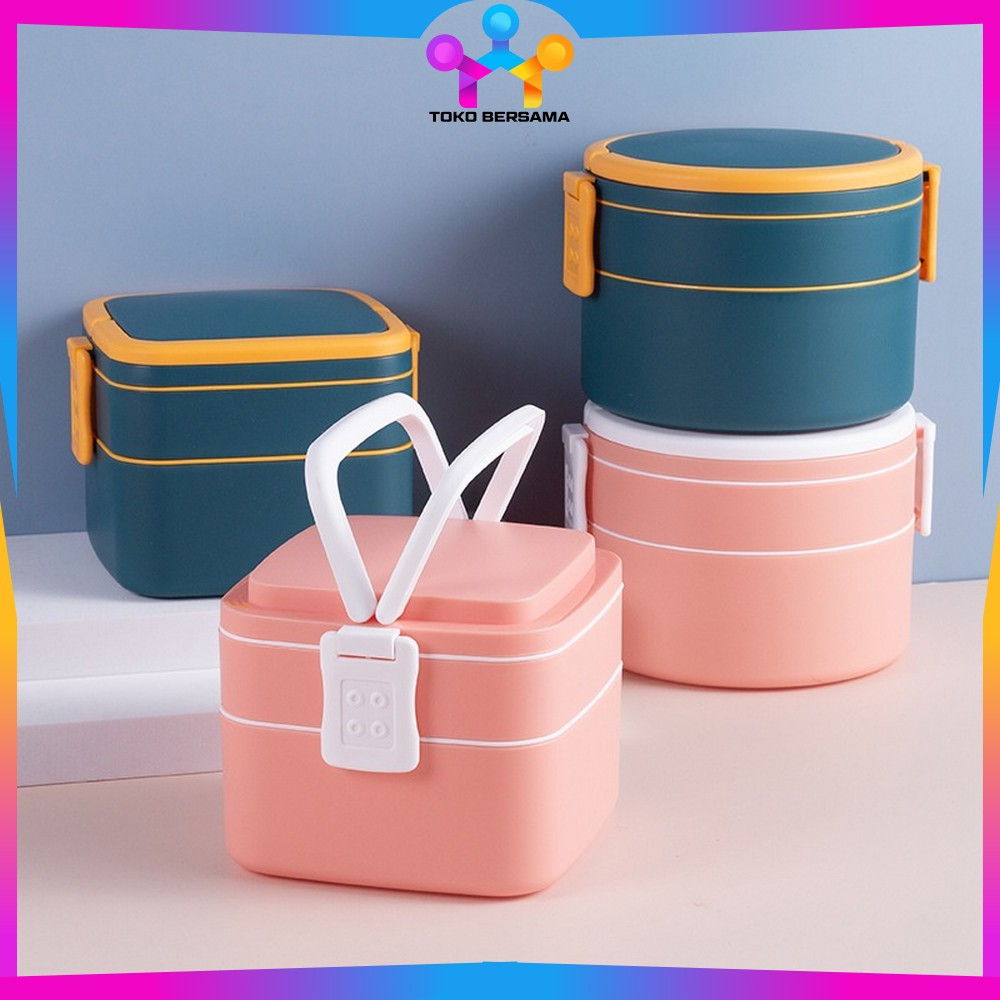 Jual Lunch Box Susun Material Plastik BPA FREE / Kotak Makan 2 Tingkat ...