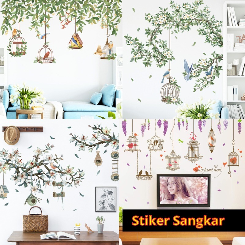 Jual WALLSTICKER WALL STICKER STIKER SETIKER DINDING SANGKAR BURUNG GANTUNGAN LAMPU TEMPELAN ...